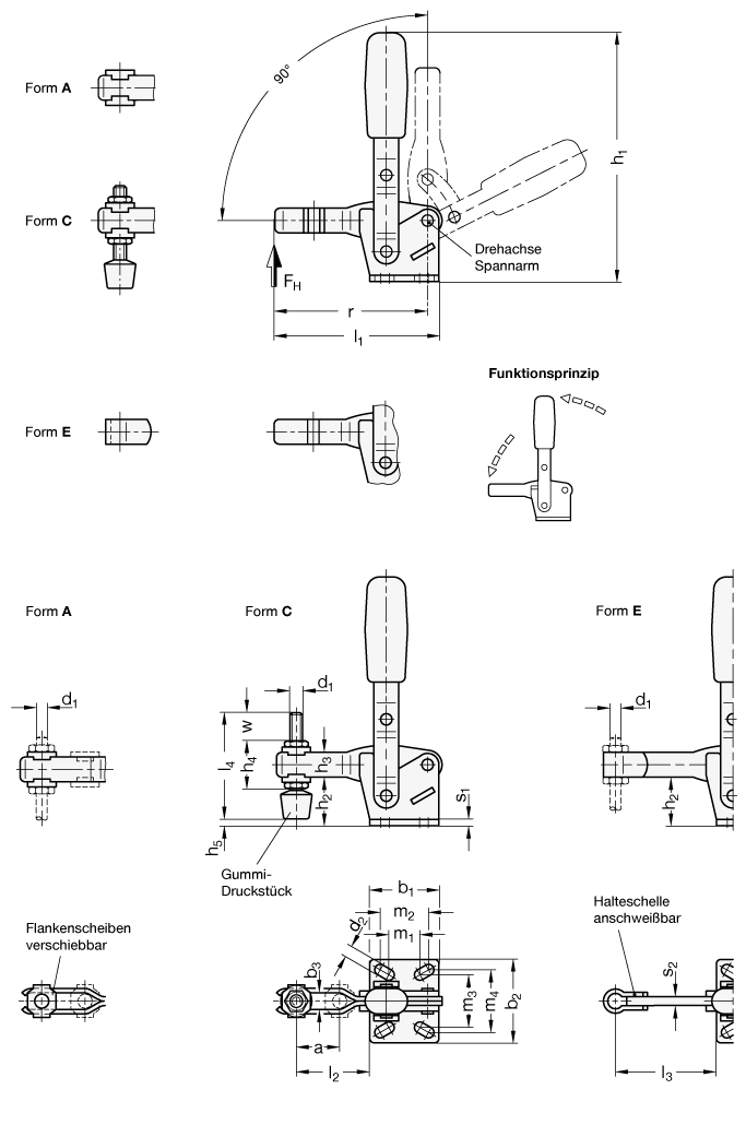 GN 810 Vertikal-Spanner mit waagrechtem Fuß | Schnellspanner | Spannen mit Spannmechanik ...