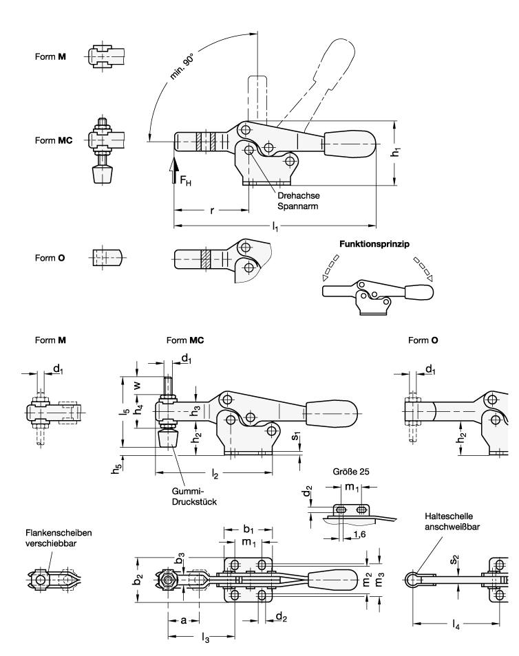 GN 820 Horizontal-Spanner mit waagrechtem Fuß | Schnellspanner ...